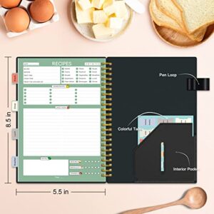 Alltree Recipe Book to Write in Your Own Recipes, Sprial Personal Blank Recipe Book, Blank Recipe Notebook with 15 Tabs for Family Cooking Lover, 120 Pages Recipe Organizer, Black(5.5"x8.5")