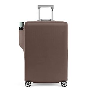 gannepie travel luggage cover brown printed with pocket suitcase cover fits 22-25 inch