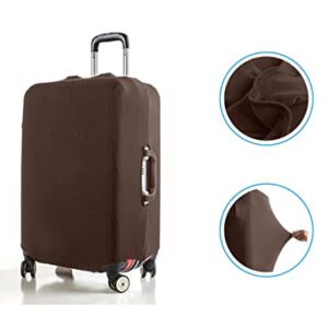 GANNEPIE Travel Luggage Cover Brown Printed with Pocket Suitcase Cover Fits 22-25 Inch