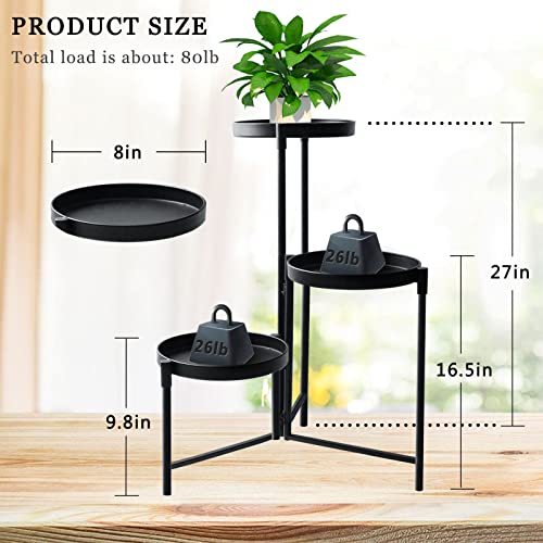 XrFc Plant Stand Indoor Outdoor 3 Tier Tall Metal Potted Multiple Flower Pot Holder Shelf Rustproof Iron Round Supports Planter Plant Rack for Corner Garden Balcony Patio