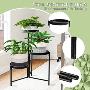 XrFc Plant Stand Indoor Outdoor 3 Tier Tall Metal Potted Multiple Flower Pot Holder Shelf Rustproof Iron Round Supports Planter Plant Rack for Corner Garden Balcony Patio