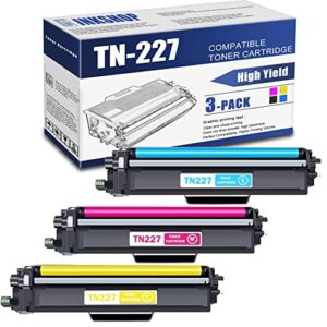 tn227 compatible tn-227c tn-227y tn-227m high yield toner cartridge replacement for brother tn-227 mfc-l3770cdw mfc-l3710cw hl-3210cw dcp-l3510cdw toner.(1c+1y+1m)