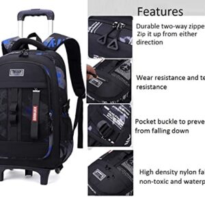 ETAISHOW Camo Rolling Backpack for Boys Kids Backpack with Wheels Wheeled Bookbag Trolley School Bag