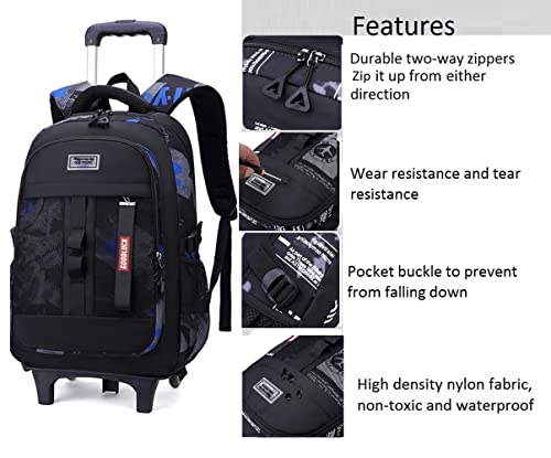 ETAISHOW Camo Rolling Backpack for Boys Kids Backpack with Wheels Wheeled Bookbag Trolley School Bag