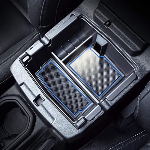 Compatible with Center Console Organizer Tray Jeep Wrangler JL/JLU 2018 2019-2023 2024 and Jeep Gladiator JT Truck 2020 2021 2022 2023 Insert Armrest Accessories (Blue Trim) (Not for JK/JKU)