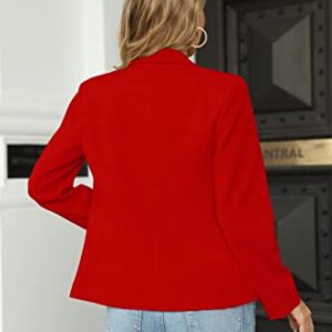 Womens Casual Blazers Long Sleeve Lapel Button Slim Work Office Blazer Jacket(Red,Large)