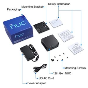 Intel NUC 12 NUC12WSHi7 Wall Street Canyon Mini Computer 12th Gen Intel Core i7-1260P, 12 Cores(4P+8E), 16 Threads, 18MB Intel Smart Cache, Intel Iris Xe Graphics,32GB RAM, 1TB PCIe SSD, Win 11 Pro