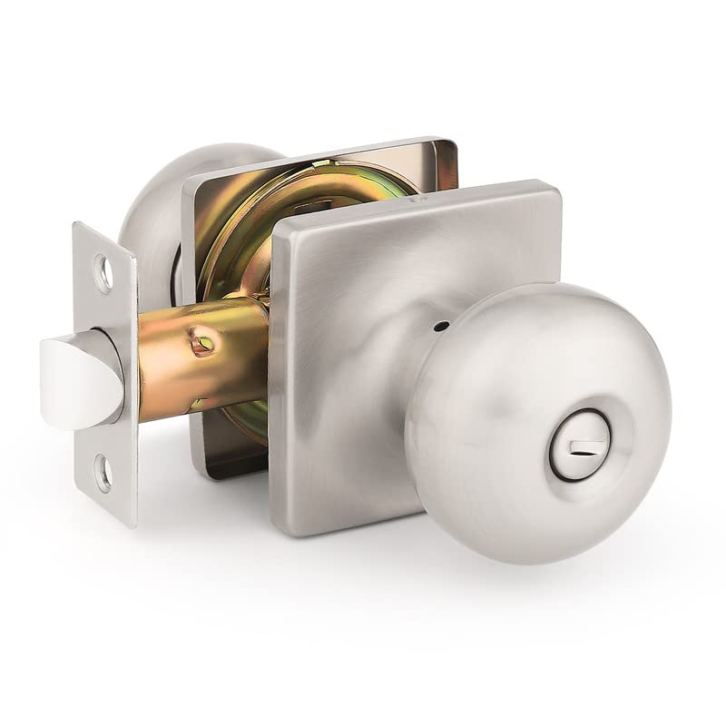 Mengico 1 Pack Interior Door Lock,Satin Nickel Door Knob Handle,Modern Door Knob Privacy Lock(for Bedroom&Bathroom),Brushed Nickel Door Knob Interior