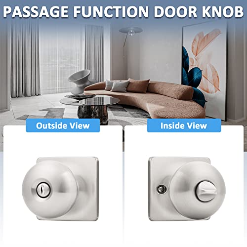 Mengico 1 Pack Interior Door Lock,Satin Nickel Door Knob Handle,Modern Door Knob Privacy Lock(for Bedroom&Bathroom),Brushed Nickel Door Knob Interior