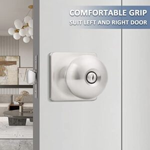 Mengico 1 Pack Interior Door Lock,Satin Nickel Door Knob Handle,Modern Door Knob Privacy Lock(for Bedroom&Bathroom),Brushed Nickel Door Knob Interior