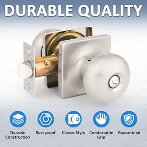 Mengico 1 Pack Interior Door Lock,Satin Nickel Door Knob Handle,Modern Door Knob Privacy Lock(for Bedroom&Bathroom),Brushed Nickel Door Knob Interior