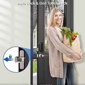 Veise Keyless Entry Door Lock with 2 Lever Handles - Electronic Keypad Deadbolt, Auto Lock, Back Lit & Easy Installation Design, Front Door Handle Sets, Satin Nickel