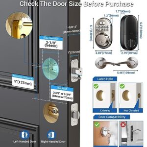 Veise Keyless Entry Door Lock with 2 Lever Handles - Electronic Keypad Deadbolt, Auto Lock, Back Lit & Easy Installation Design, Front Door Handle Sets, Satin Nickel