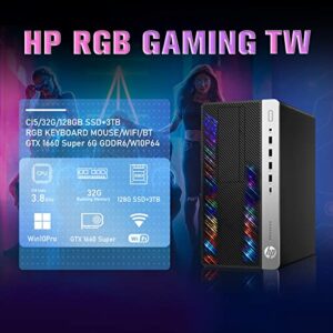 HP Gaming PC Desktop Computer - Intel Quad I5-7500 up to 3.8GHz, GeForce GTX 1660 Super 6G, 32GB DDR4 Memory, 128G SSD + 3TB, RGB Keyboard & Mouse, WiFi & Bluetooth 5.0, Win 10 Pro (Renewed)