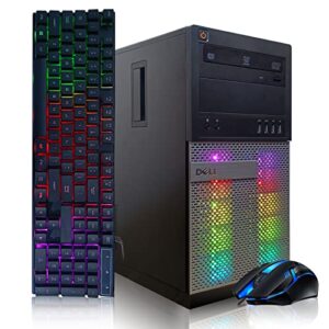 dell gaming pc desktop computer - intel quad i5 up to 3.6ghz, geforce gtx 1660 super 6g gddr6, 32gb memory, 128g ssd + 3tb, rgb keyboard & mouse, dvd, wifi & bluetooth 5.0, win 10 pro (renewed)