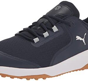 PUMA GOLF Men's Fusion Grip Extra Wide Golf Shoe, Puma Navy-Puma Silver-Quiet Shade, 13