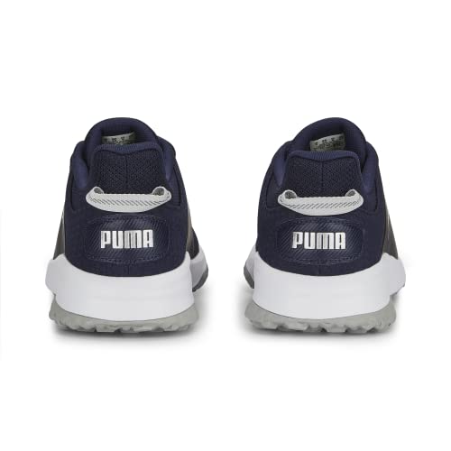 PUMA GOLF Men's Fusion Grip Extra Wide Golf Shoe, Puma Navy-Puma Silver-Quiet Shade, 13