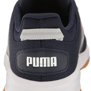 PUMA GOLF Men's Fusion Grip Extra Wide Golf Shoe, Puma Navy-Puma Silver-Quiet Shade, 13