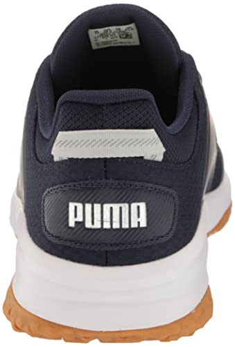 PUMA GOLF Men's Fusion Grip Extra Wide Golf Shoe, Puma Navy-Puma Silver-Quiet Shade, 13