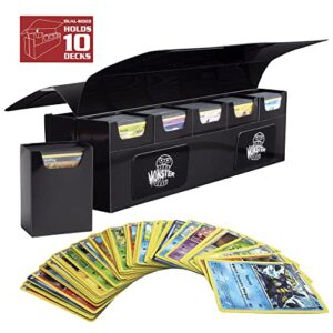 Monster Magnetic Deca Deck Mega Storage Box(Black) - with 10 Removable Deck Trays for Gaming TCGs-Compatible with Yugioh, MTG, Magic The Gathering, Pokémon & More - Long Lasting, Durable Construction