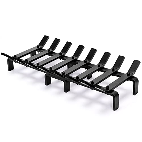 WILLOW WEAVE 20" Fireplace Grate Wood Stove Grate Rack Stove Burning Rack Heavy Duty Solid Steel 8-Bars Firewood Holder Easy Assembly Fire Grate for Indoor Hearth Outdoor Firepit Matt Black