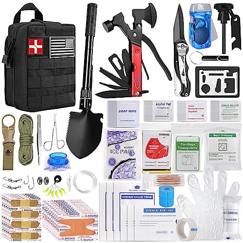 Survival Kit, 200 in 1, Gifts for Men Women Teenagers, Upgraded Survival First Aid Kit, Practical Tactical Gear Camping Tool Emergency Medical Supplies for Camping Hiking Fishing Home Office