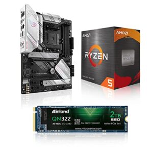 inland qn322 2tb gen3 pcie 3.0 nvme m.2 2280 ssd + amd ryzen 5 5600x desktop processor bundle with asus rog strix b550-a amd am4 atx gaming motherboard