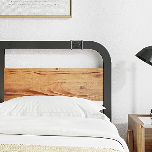 BOSRII California King Headboards Only, Rustic Solid Wood Board with Black Metal Frame, Add On Design 40 Inches Tall and Adjustable Height, Easy Assembly