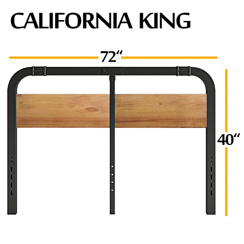 BOSRII California King Headboards Only, Rustic Solid Wood Board with Black Metal Frame, Add On Design 40 Inches Tall and Adjustable Height, Easy Assembly