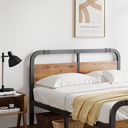 BOSRII California King Headboards Only, Rustic Solid Wood Board with Black Metal Frame, Add On Design 40 Inches Tall and Adjustable Height, Easy Assembly