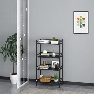 GHQME Metal Standing Bookshelf Space Saver, Storage Tower Rack for Kitchen Bathroom, Storage Shelving Unit Organizer, Outdoor Flower Stand Storage Rack Shelves Bookcase for Home Office