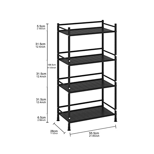 GHQME Metal Standing Bookshelf Space Saver, Storage Tower Rack for Kitchen Bathroom, Storage Shelving Unit Organizer, Outdoor Flower Stand Storage Rack Shelves Bookcase for Home Office