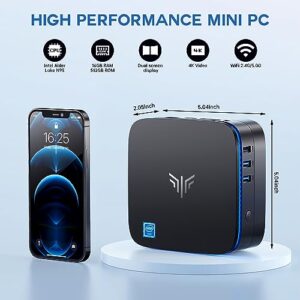 KAMRUI Mini PC 16GB RAM, AK1Plus Mini Computer with Intel Alder Lake N95(up to 3.4 GHz), 512GB M.2 SSD Small Desktop Computers Support 4K UHD/HDMI 2.0/LAN/Dual-Band WiFi for Work Study Design