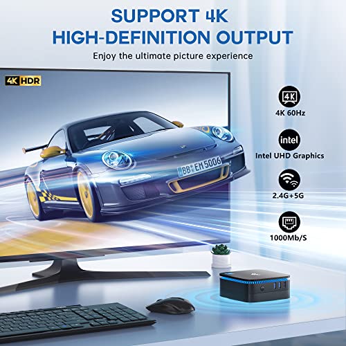 KAMRUI Mini PC 16GB RAM, AK1Plus Mini Computer with Intel Alder Lake N95(up to 3.4 GHz), 512GB M.2 SSD Small Desktop Computers Support 4K UHD/HDMI 2.0/LAN/Dual-Band WiFi for Work Study Design