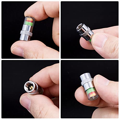 PAGOW 12Pcs 2.2Bar 32PSI Car Tire Pressure Monitor Valve Stem Caps Sensor Indicator 3 Color Eye Alert