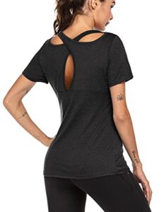 adome workout tops for women short sleeve athletic shirts yoga tops active wear outfits gym clothes for hiking running shirt