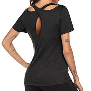 ADOME Workout Tops for Women Short Sleeve Athletic Shirts Yoga Tops Active Wear Outfits Gym Clothes for Hiking Running Shirt