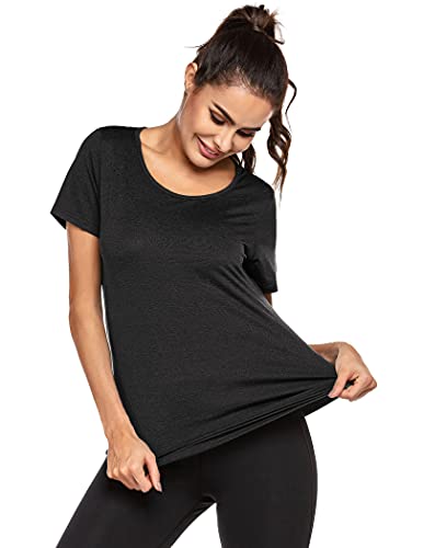 ADOME Workout Tops for Women Short Sleeve Athletic Shirts Yoga Tops Active Wear Outfits Gym Clothes for Hiking Running Shirt