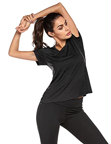 ADOME Workout Tops for Women Short Sleeve Athletic Shirts Yoga Tops Active Wear Outfits Gym Clothes for Hiking Running Shirt