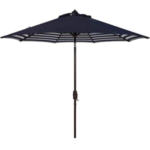 bayside21 patio umbrella outdoor market table umbrella with auto tilt crank 2 years fade resistant fabric umbrella cover 9 feet (black coating outside and black white stripe inside)