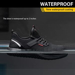 Waterproof Steel Toe Shoes for Men Lightweight Non-Slip Sneakers Comfortable Puncture Proof Safety Shoes Indestructible Work Shoes Zapatos Punta de Acero para Hombres Black