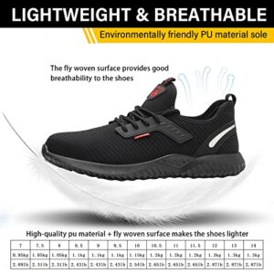 Waterproof Steel Toe Shoes for Men Lightweight Non-Slip Sneakers Comfortable Puncture Proof Safety Shoes Indestructible Work Shoes Zapatos Punta de Acero para Hombres Black