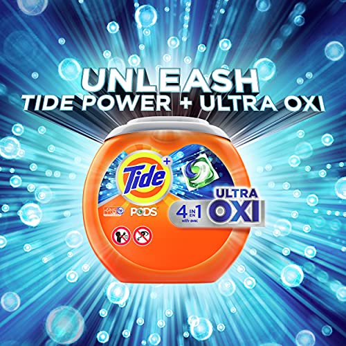 Tide PODS Liquid Laundry Detergent Soap Pacs 4-n-1 Ultra Oxi HE Compatible 57 Count Built in Pre-treater for Stains