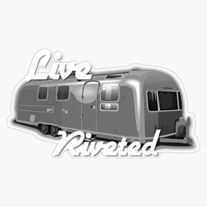 new modern airstream live riveted sticker vinyl decal bumper sticker 5"