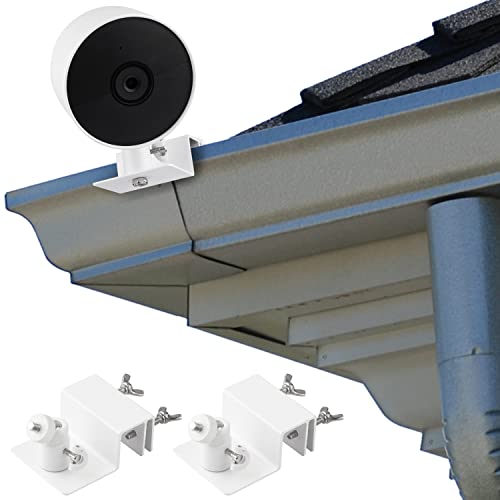 Weatherproof Gutter Mount for Google Nest Cam (Battery), Adjustable Aluminum Alloy Mount Bracket with No Drilling (2 Pack, White)