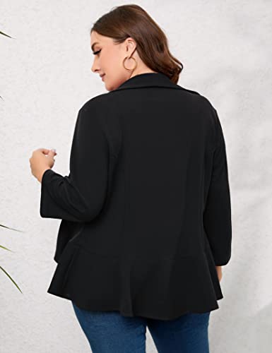 KOJOOIN Womens Plus Size Casual Long Sleeve Blazer Open Front Cardigan Work Office Jacket Suit Blazer Black 4XL