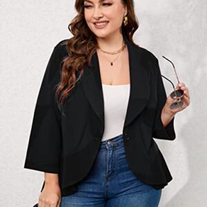 KOJOOIN Womens Plus Size Casual Long Sleeve Blazer Open Front Cardigan Work Office Jacket Suit Blazer Black 4XL