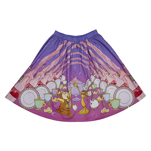 Loungefly Stitch Shoppe Disney Beauty and the Beast 'Be Our Guest' Sandy Skirt, Size Medium