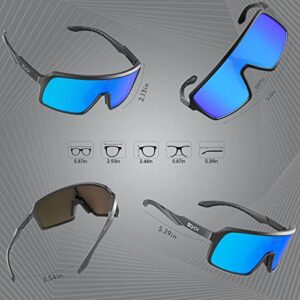 SCVCN Polarized Cycling Glasses Mountain Bike Glasses MTB Glasses Sports Sunglasses Men Women Bicycle Riding Glasses Biking Glasses TR90 Baseball Running Fishing Golf Sunglasses Cycle Glasses Blue