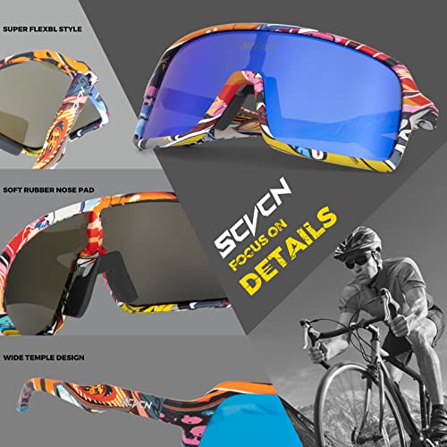 SCVCN Polarized Cycling Glasses Mountain Bike Glasses MTB Glasses Sports Sunglasses Men Women Bicycle Riding Glasses Biking Glasses TR90 Baseball Running Fishing Golf Sunglasses Cycle Glasses Blue